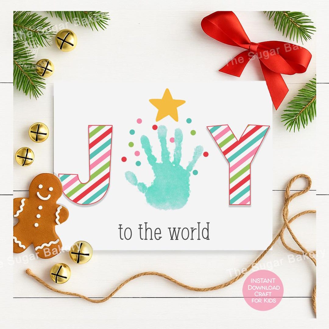 JOY Christmas Tree Handprint Art, Preschool Handprint Art Craft ...