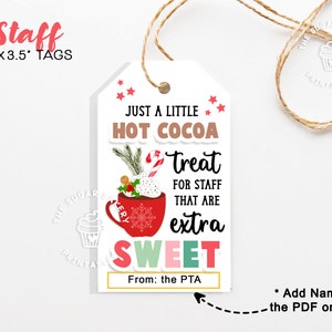 Printable Hot Chocolate Tags, Hot Cocoa Treat Favor Tags Christmas ...