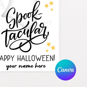 Printable Happy HALLOWEEN Gift Tag, Editable Halloween Favor Tag for ...