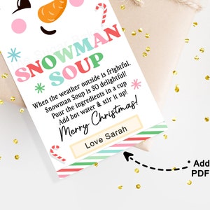 Printable Snowman Soup Tags, Hot Chocolate Tags, Hot Cocoa Tags ...