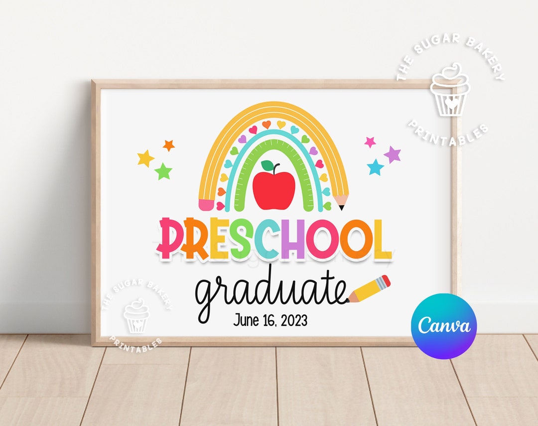 Editable Preschool Graduation Sign, LAST DAY of PRESCHOOL Sign ...