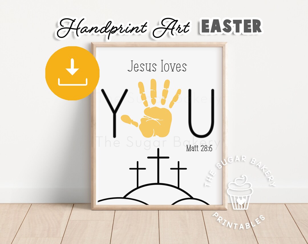 Easter Handprint Art, Easter Handprint Craft, He is Risen, Jesus Loves ...