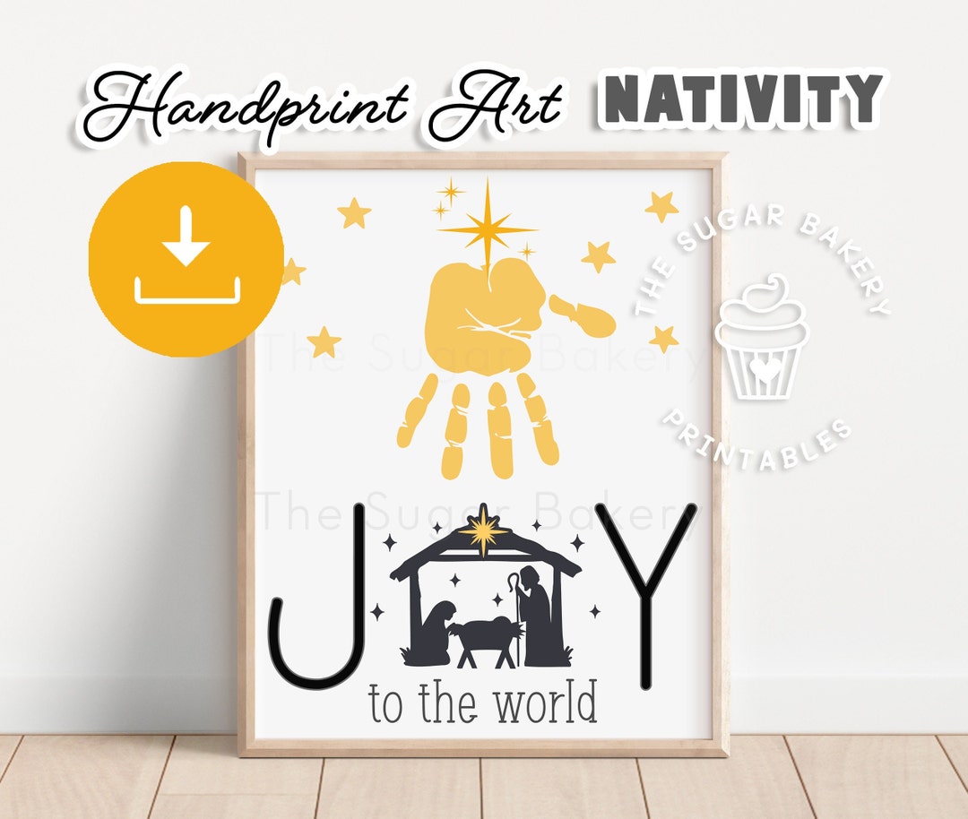 Christmas NATIVITY Handprint Art, Joy to the World, Sunday School Craft ...