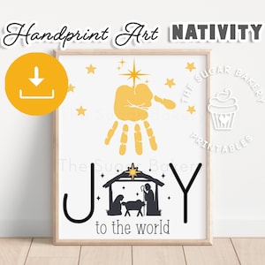 Christmas NATIVITY Handprint Art, Joy to the World, Sunday School Craft ...