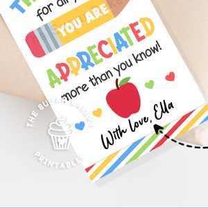 Teacher Appreciation TAGS, EDITABLE TEACHER Thank You Gift Tag, End of ...