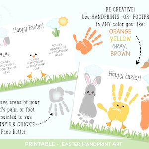 Easter HANDPRINT ART, Printable Bunny & Chick Carrot Handprint Craft ...