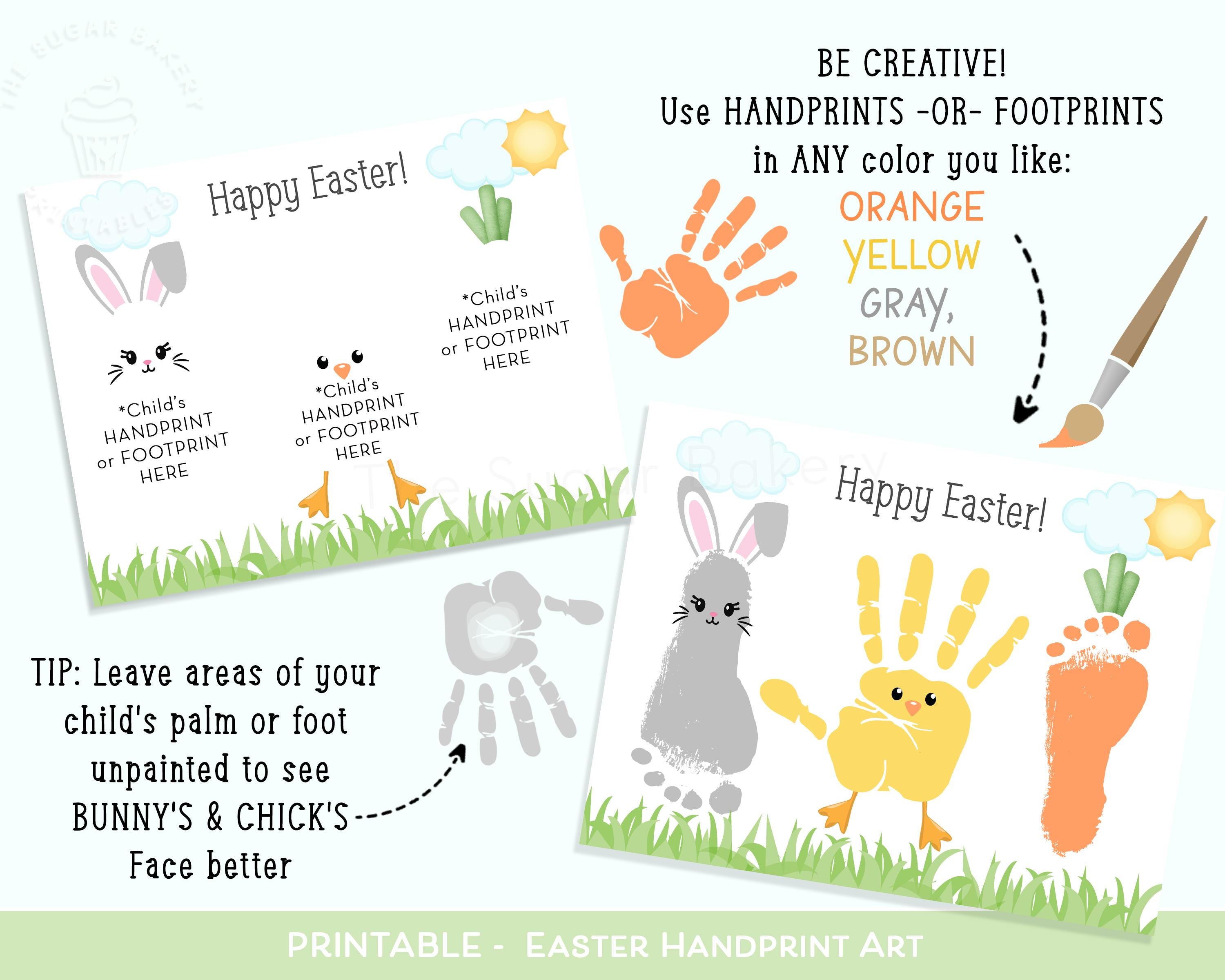 Easter HANDPRINT ART, Printable Bunny & Chick Carrot Handprint Craft ...
