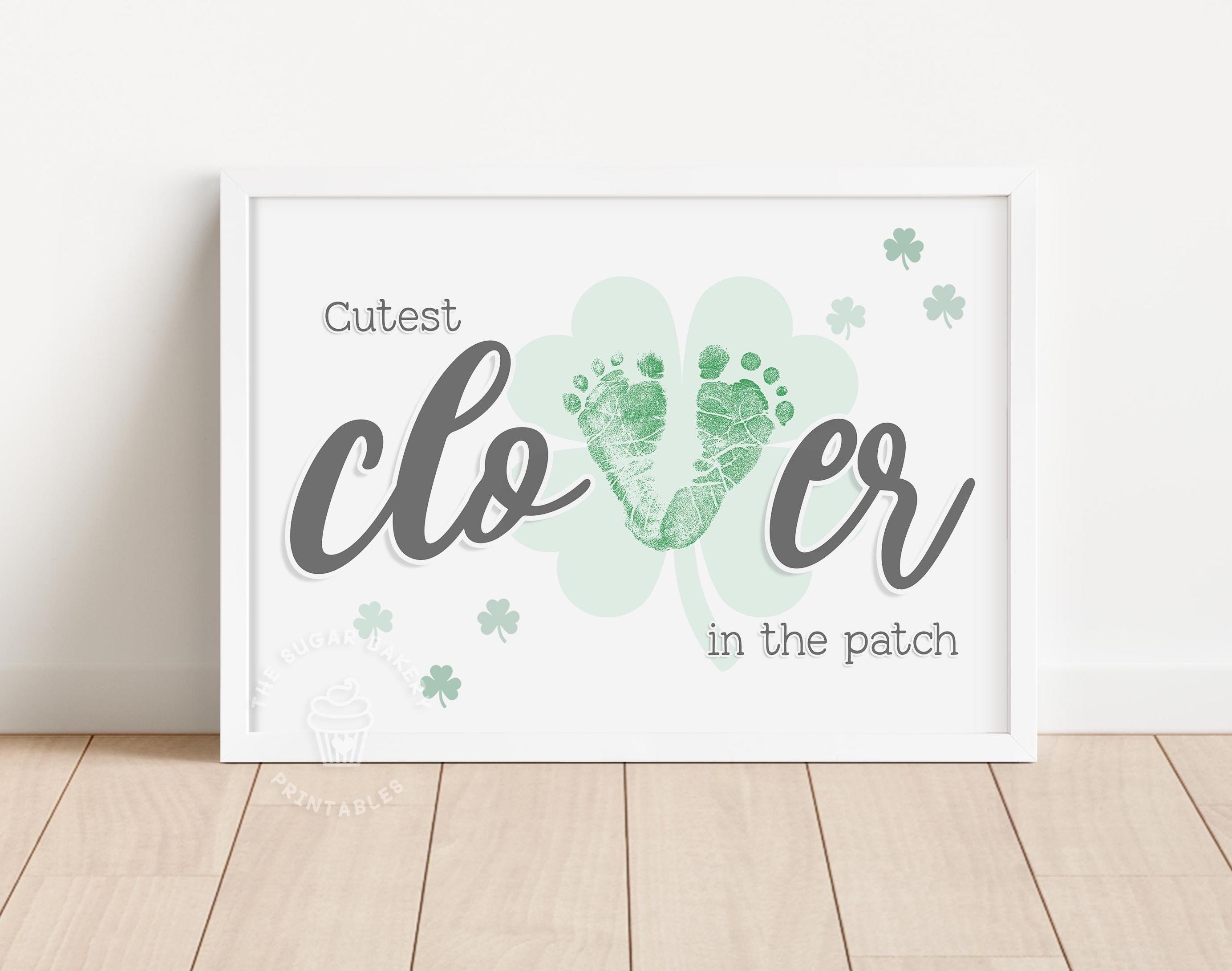 St Patricks Day Footprint Art, Cutest CLOVER in the Patch Footprint ...