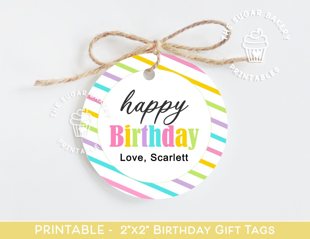 Happy Birthday TAGS, Printable RAINBOW Birthday Cookie Tag, Printable ...