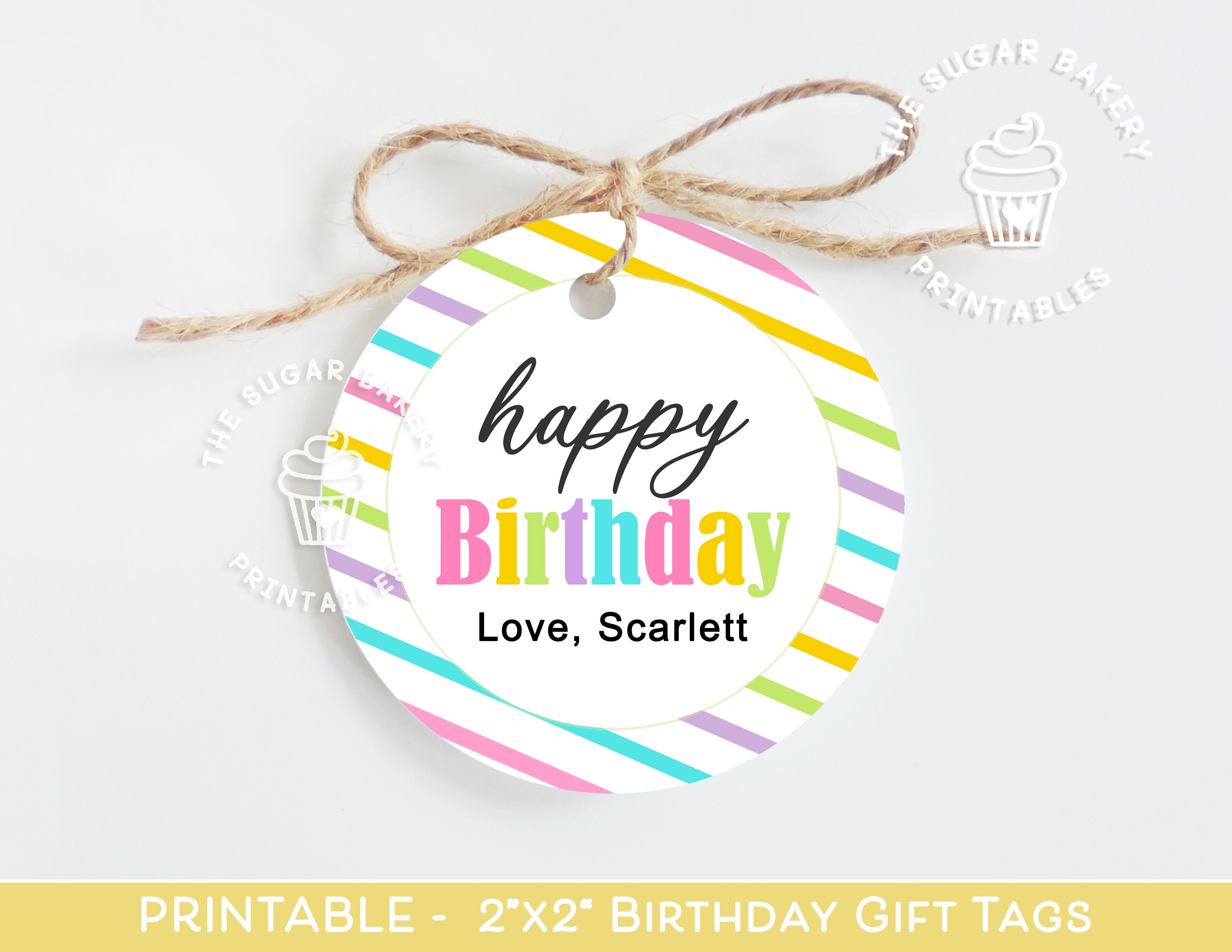 Happy Birthday TAGS, Printable RAINBOW Birthday Cookie Tag, Printable ...