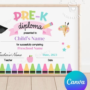 Editable Pre-k Diploma, Pre-k Graduation Diploma, PRE-K Graduation ...