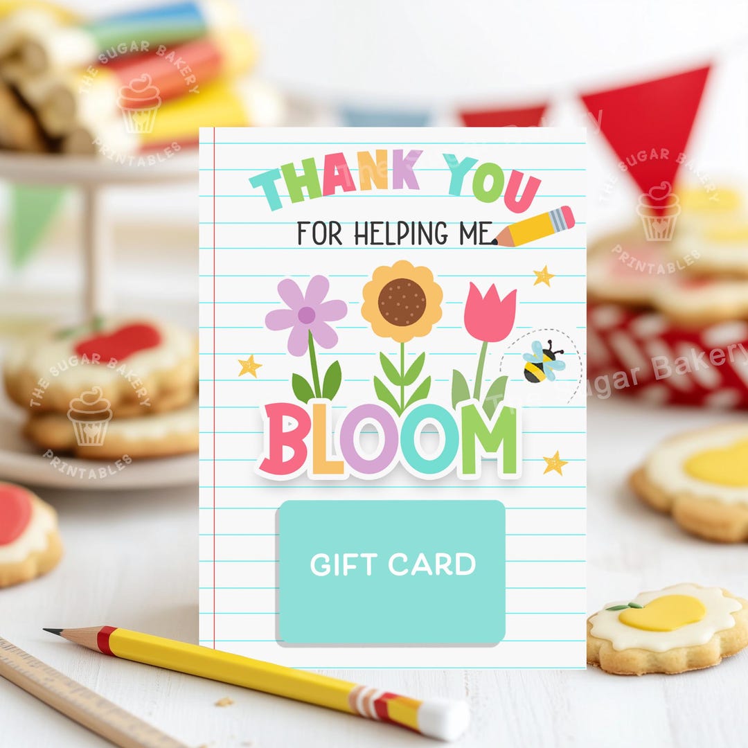 Teacher Appreciation Gift Card Holder Thank You for Helping Me BLOOM ...