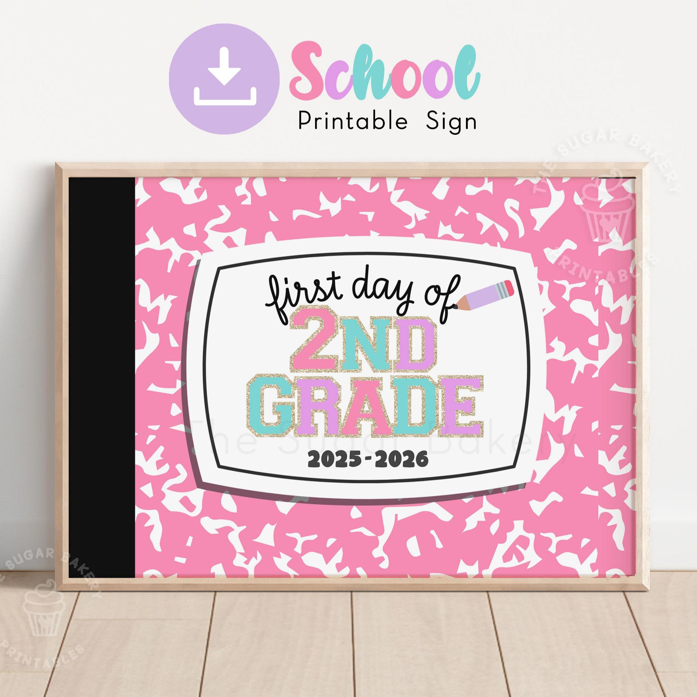 First Day of 2nd Grade Sign Back to School 2nd Grade Sign Composition ...