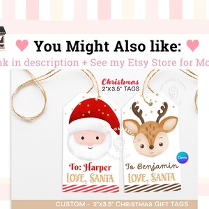Printable Santa Claus Gift Tags, EDITABLE Personalized Santa Gift Tags ...
