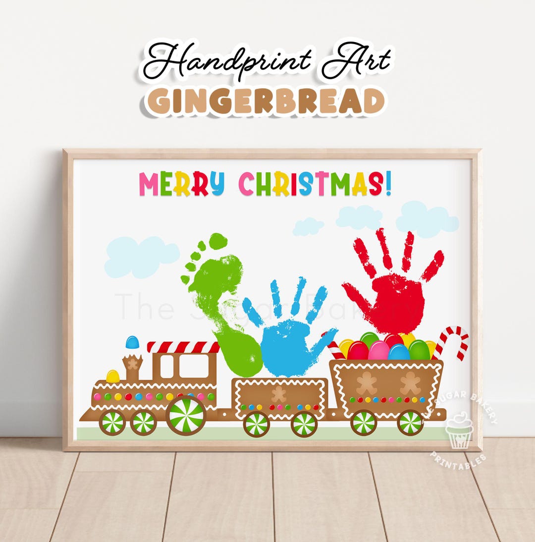 Christmas Handprint Art Craft for Kids Toddlers Gingerbread Train ...