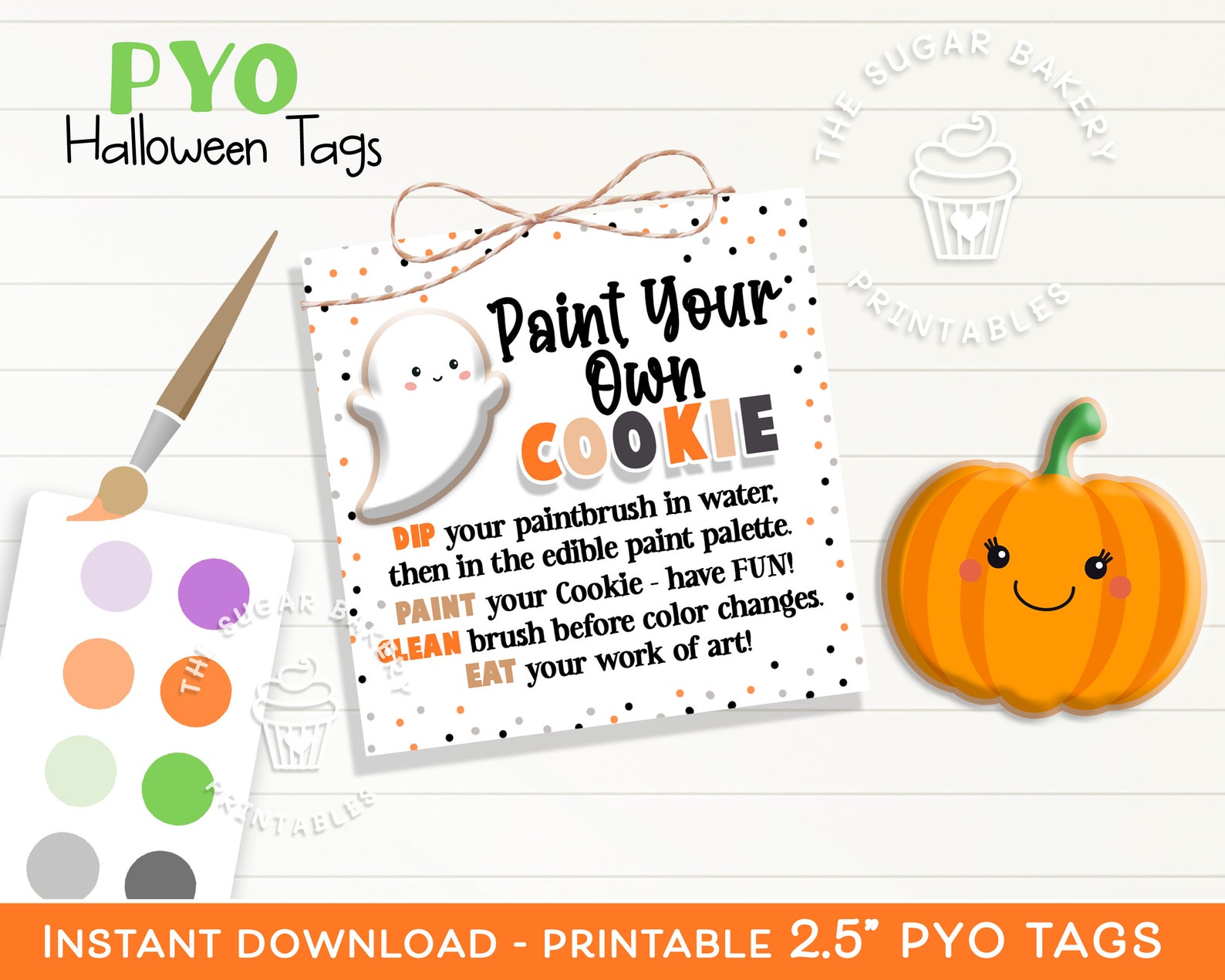 PYO Cookie Kit Tags, PYO Halloween Cookies, Paint Your Own Instructions ...