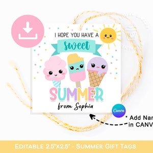 Have a SWEET Summer Tag, EDITABLE Ice Cream Popsicle Tag, Have a Sweet ...