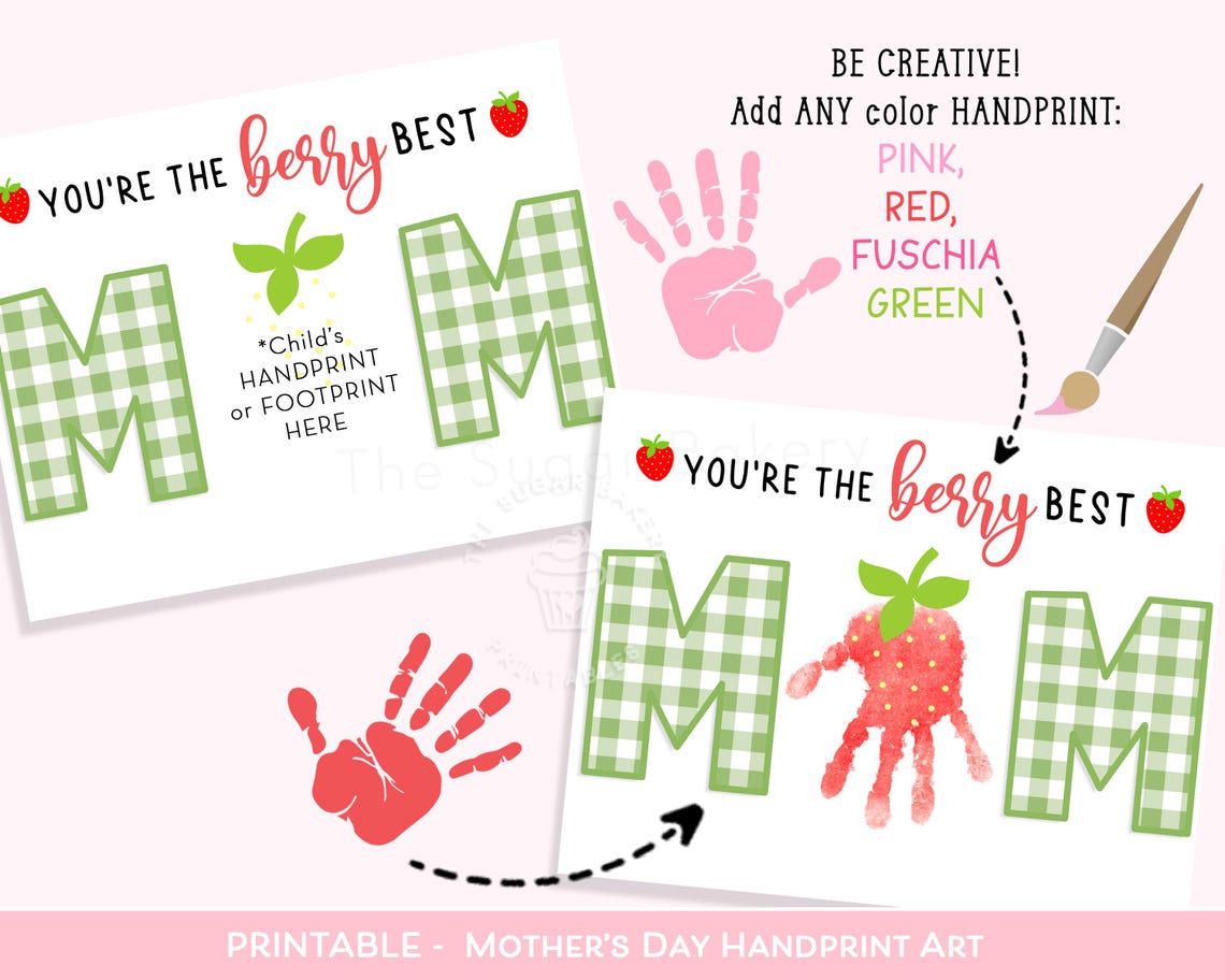 Mothers Day Berry Handprint Strawberry HANDPRINT Art for Kids BERRY ...