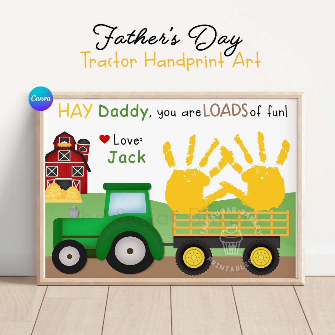 Handprint Art Craft for Father's Day, Tractor Farm Printable Father's ...