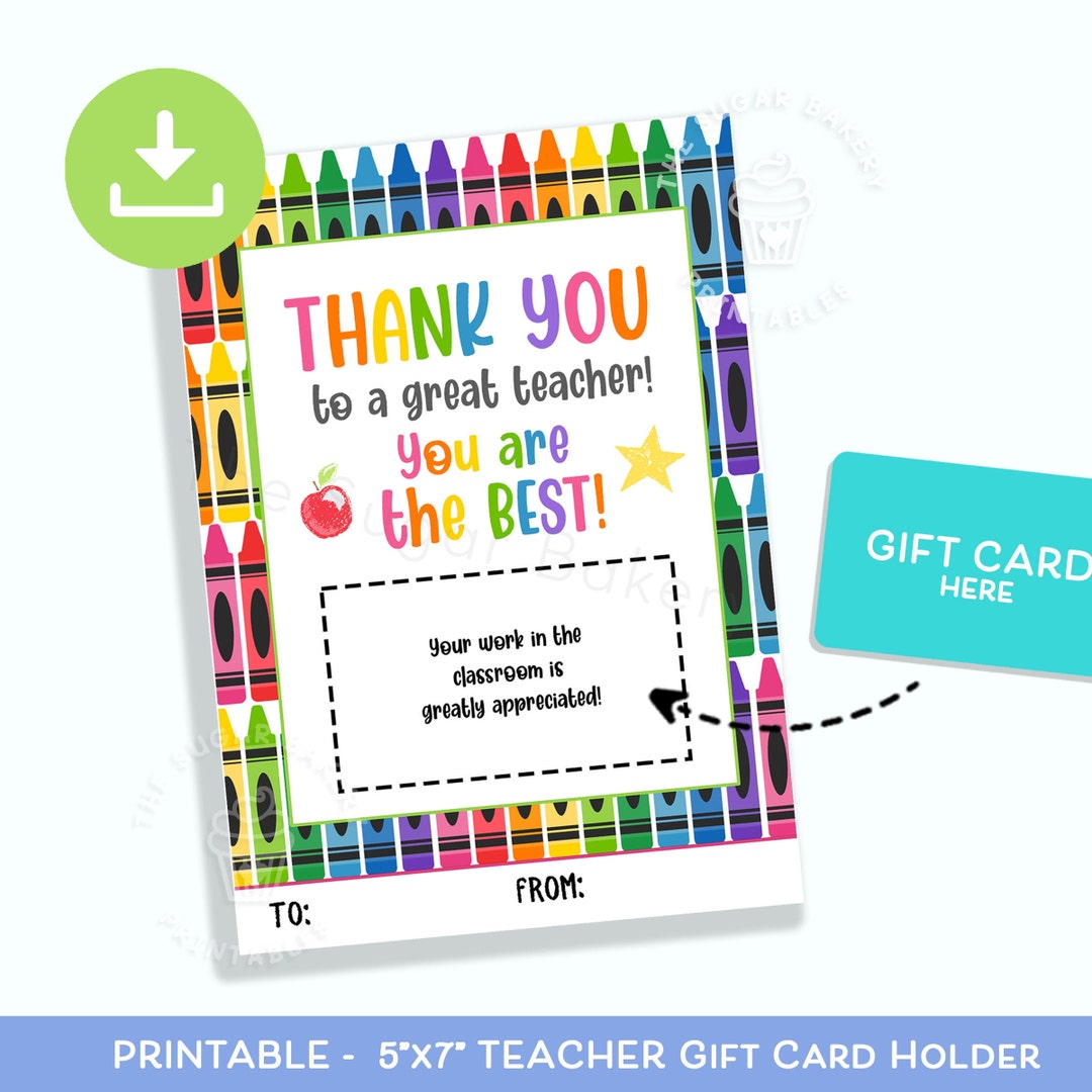 Teacher GIFT CARD Holder, 5x7 TEACHER Coffee Gift Card, Teacher ...