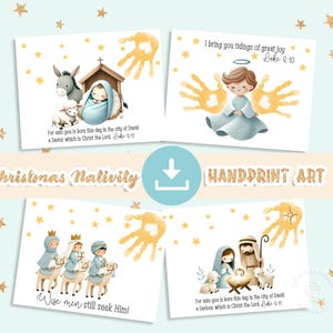 Christmas NATIVITY Handprint Art Bundle, Baby Jesus Angel 3 Wise Men ...