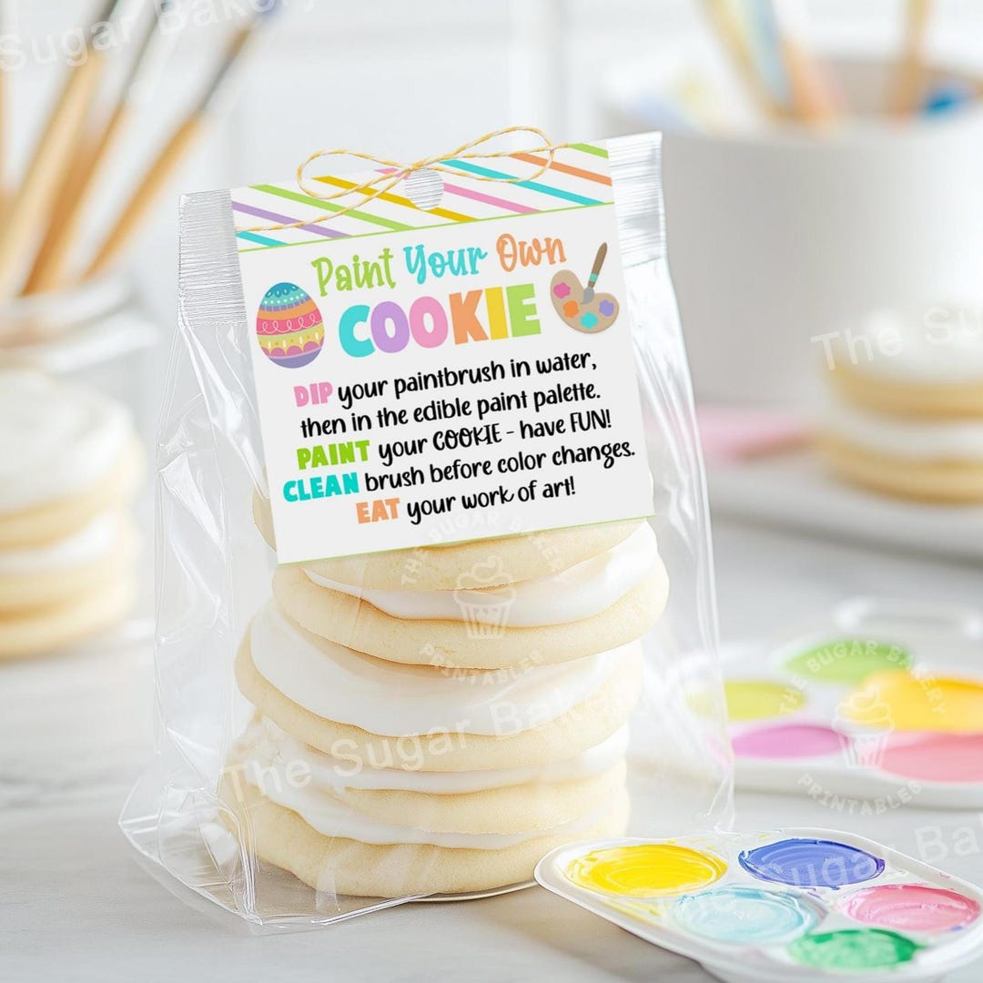 PYO Easter Cookie Tag Printable Paint Your Own Cookie Easter Egg Tag ...