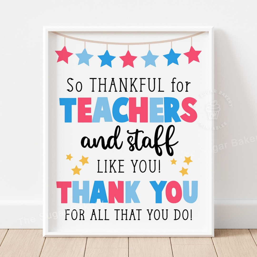 Teacher Appreciation Sign Printable Red White Blue USA Staff ...