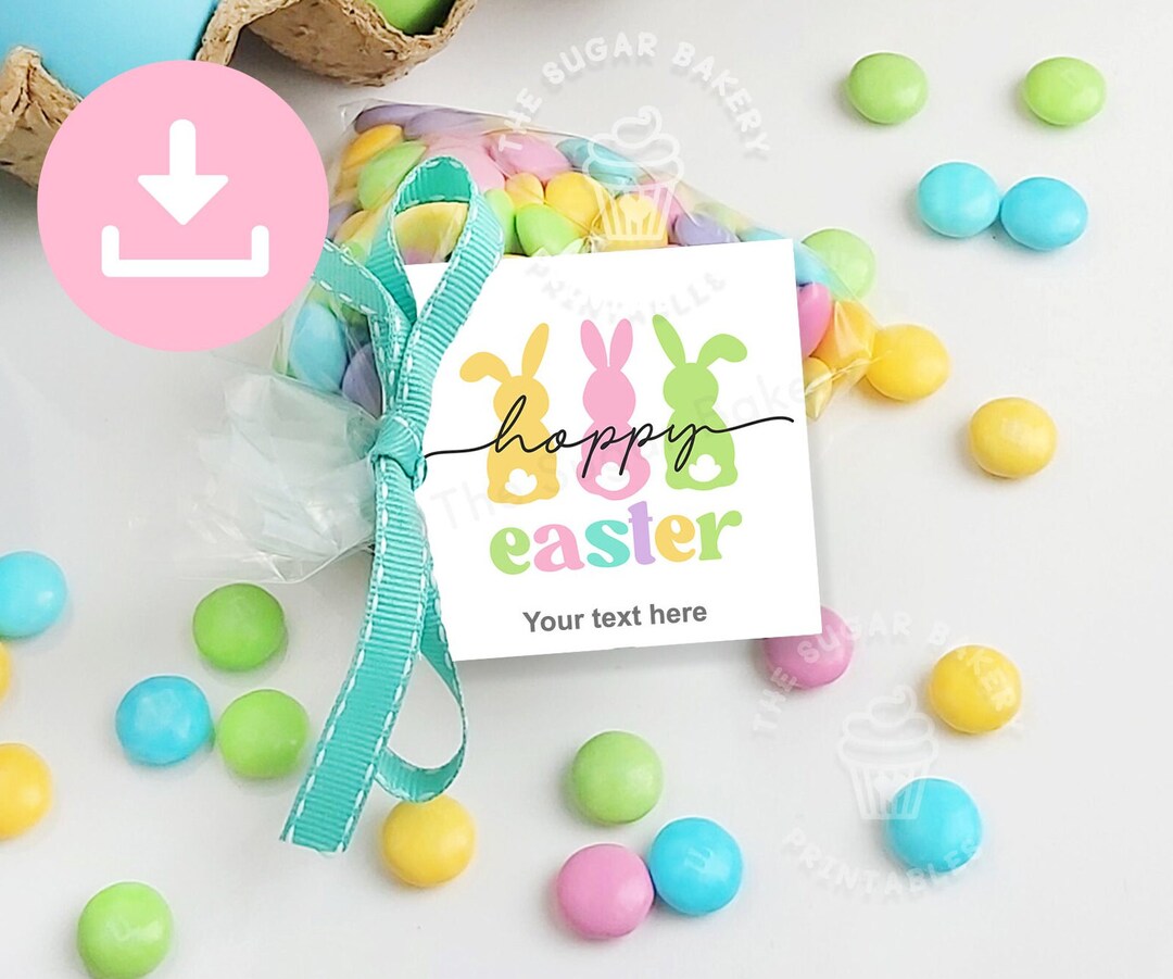 HOPPY Easter Tags, Happy Easter Tags, Easter COOKIE TAGS, Printable ...