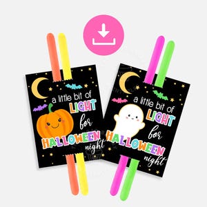 Halloween Glow Stick Tags, A Little Light for Halloween Night ...