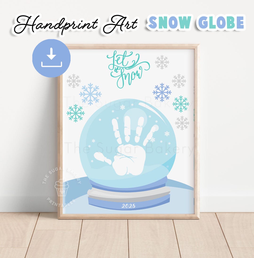 Snow Globe Handprint Art, Handprint Christmas Craft, Snowflake Snowman ...