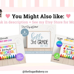 FIRST Day of 4th GRADE Sign, EDITABLE 4th Grade School Sign, 4th Grade ...