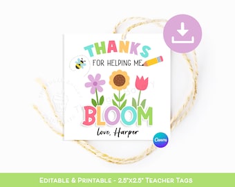 Thank You for Helping Me Grow Gift Tag printable - Etsy