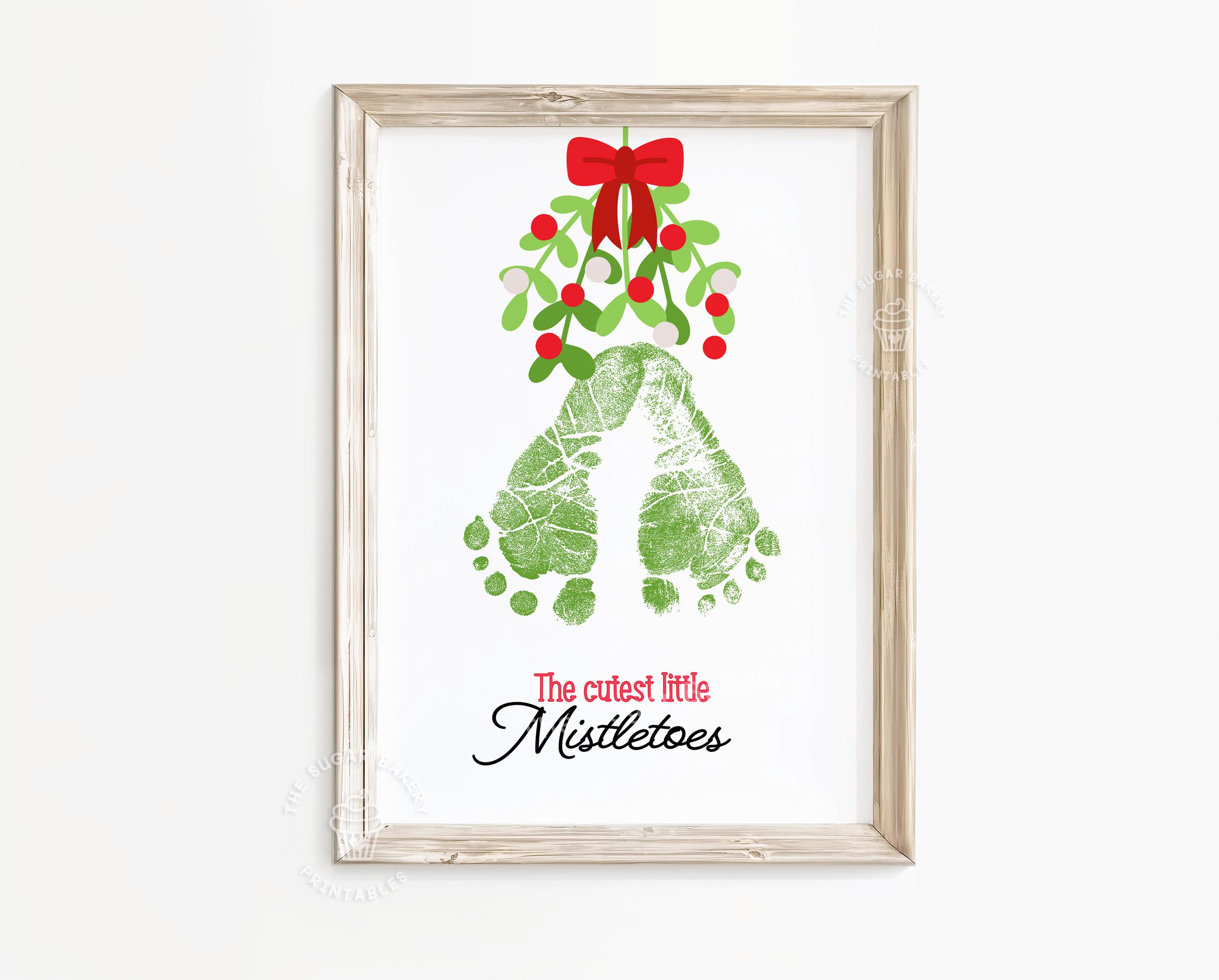 Mistletoes Footprint Art, Christmas Mistletoe Art, Mistletoes Craft ...