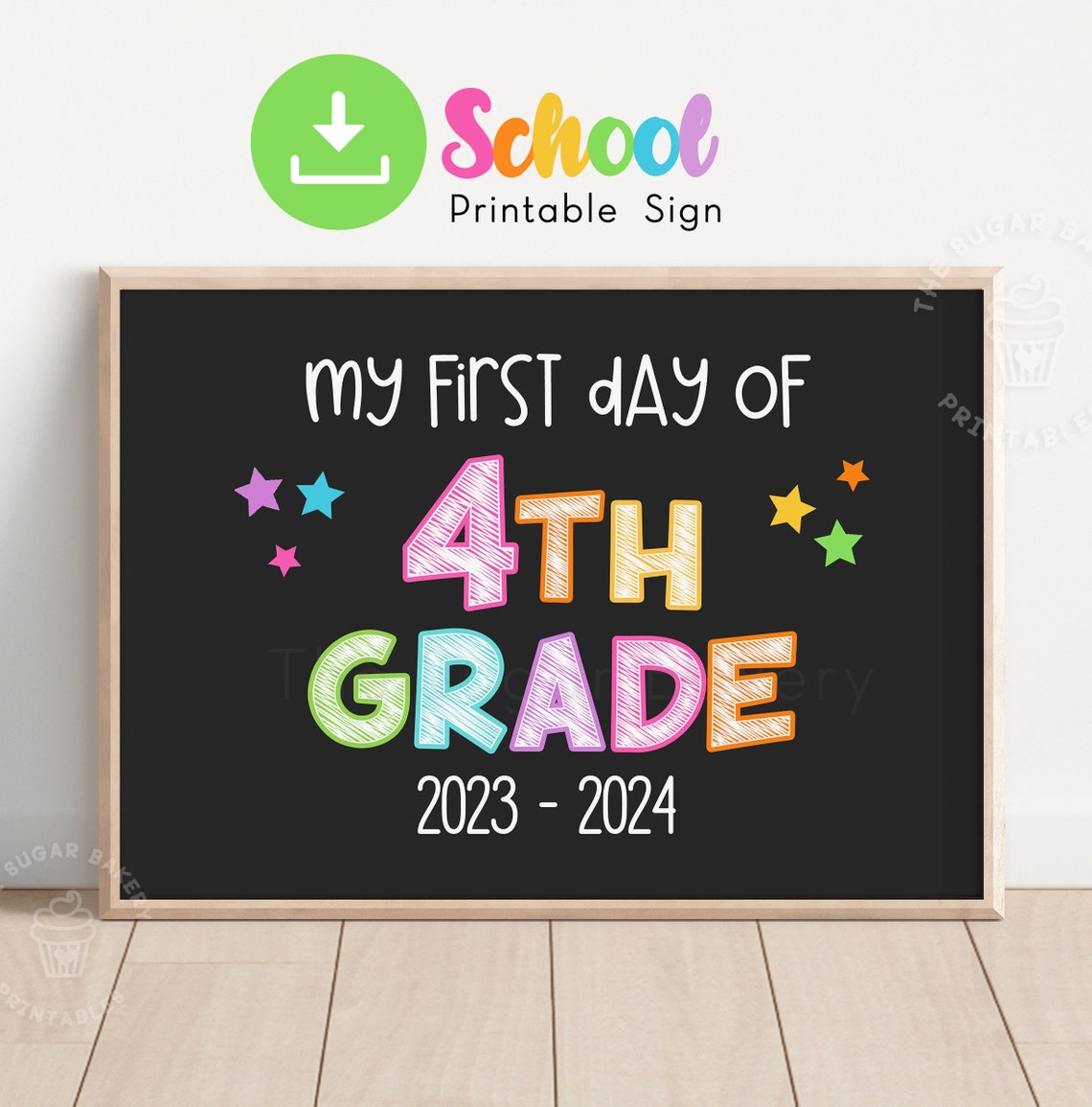 First Day of School Sign 4th Grade Digital Printable, 1st Day of 4th ...