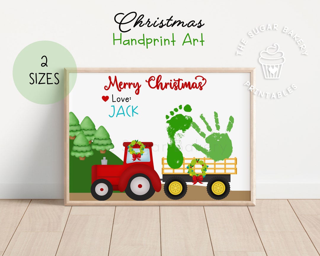 Handprint Art Craft for Christmas, Tractor Farm Printable Christmas ...