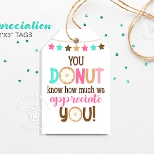 DONUT Teacher Appreciation Tag, DONUT Tag, Staff Coworker Employee ...