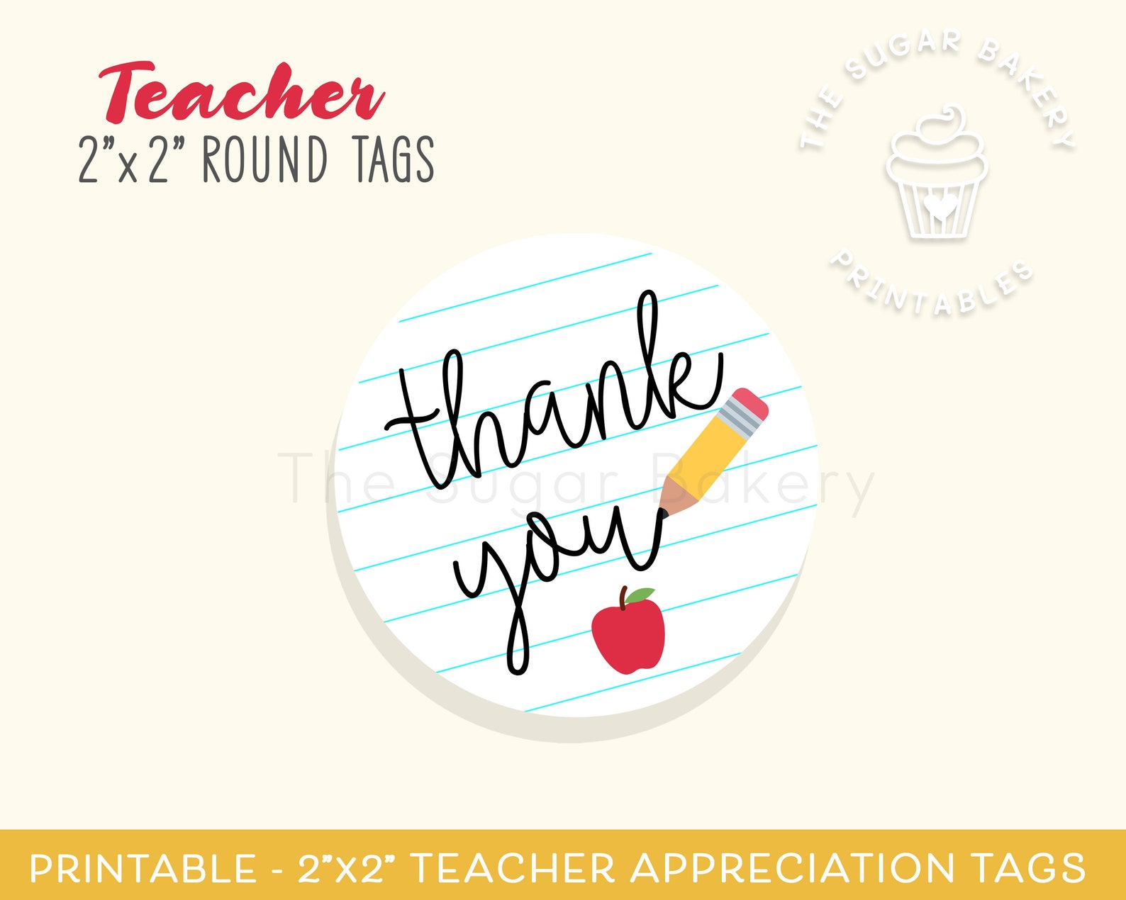 Teacher Appreciation TAG, Printable TEACHER Thank You Gift Tag, Thank ...