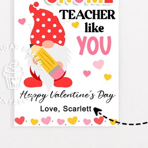 GNOME Teacher Like YOU Tags, Valentine Teacher Tag, Teacher Valentines ...