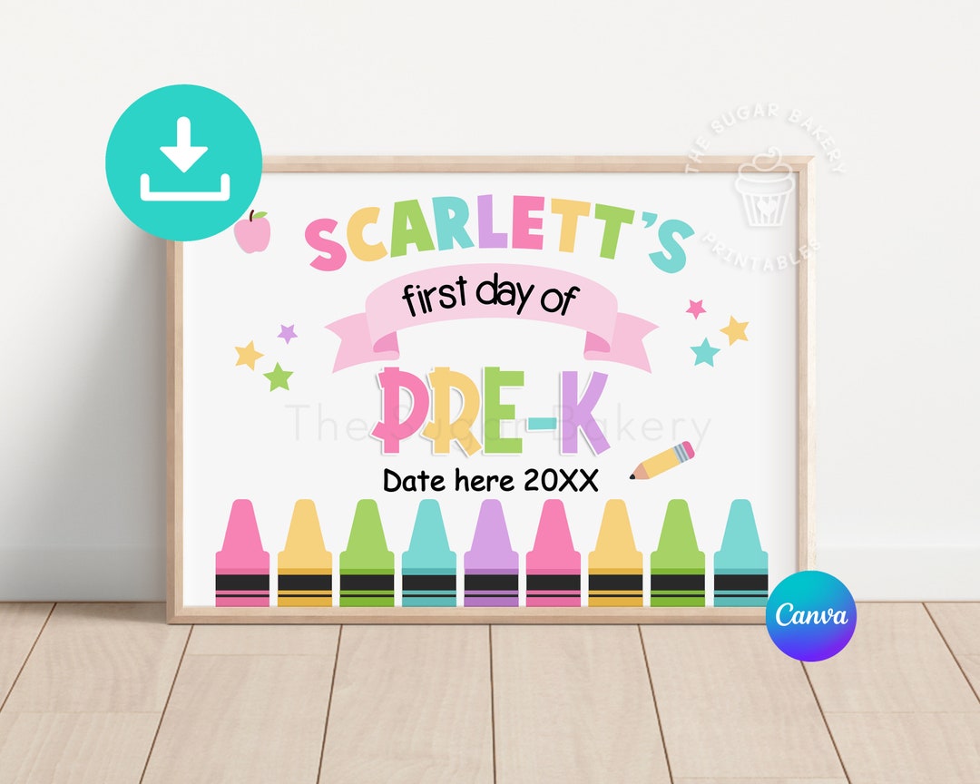 First Day of PRE-K EDITABLE SIGN, 1st Day of Prek Printable Sign, First ...
