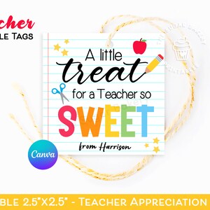Teacher Appreciation TAG, Sweet Treat Tag, Teacher Thank You Tag ...