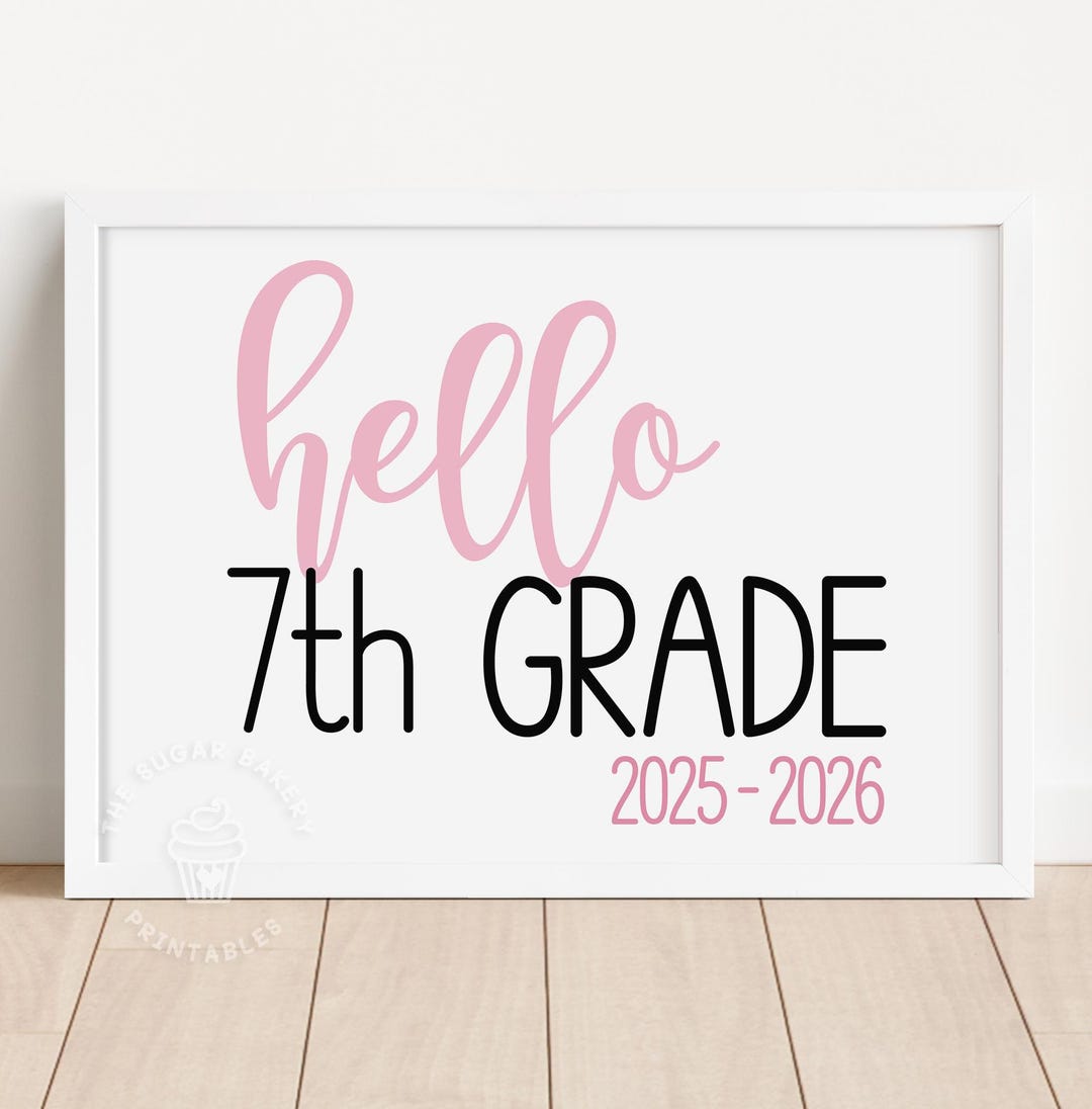 First Day of 7th GRADE Sign, Back to School Sign, 1st Day of 7th Grade ...