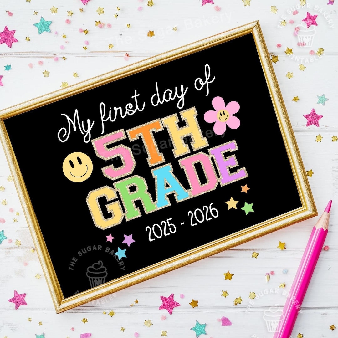 First Day of 5th GRADE Sign 5th Grade Printable Girl Sign Back to ...