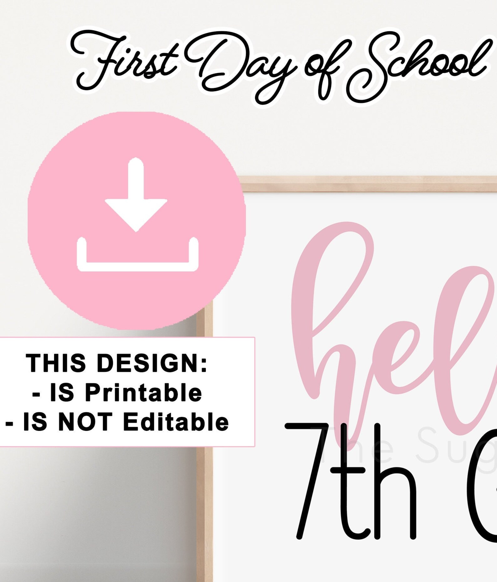 1st Day of SCHOOL SIGN 7th GRADE Back to School Sign First - Etsy