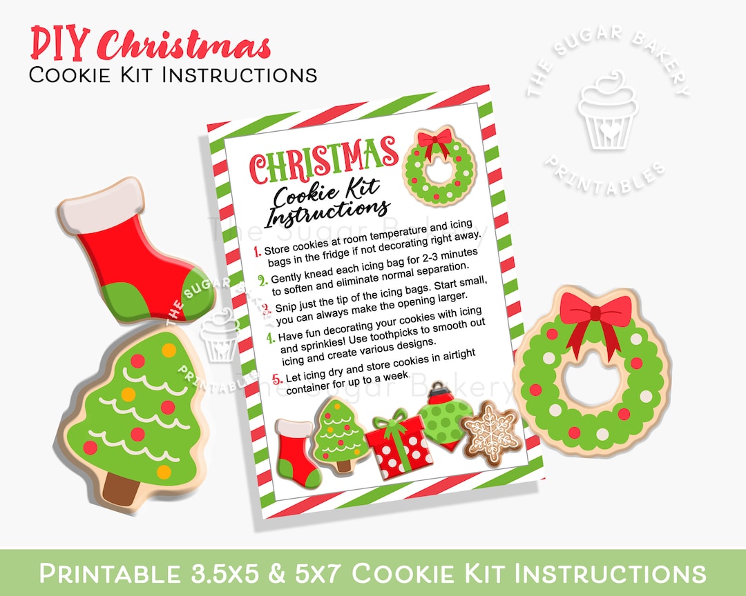 Printable CHRISTMAS DIY COOKIE Kit Instructions, 3.5x5 and 5x7 Cards ...