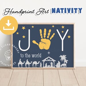 Christmas NATIVITY Handprint Art, JOY to the World, Sunday School Craft ...