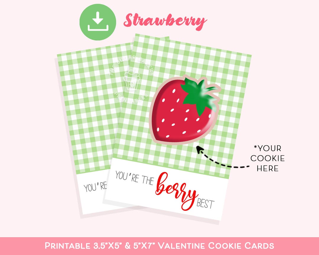 Printable Valentines Day Berry Cookie Card You're the BERRY BEST ...