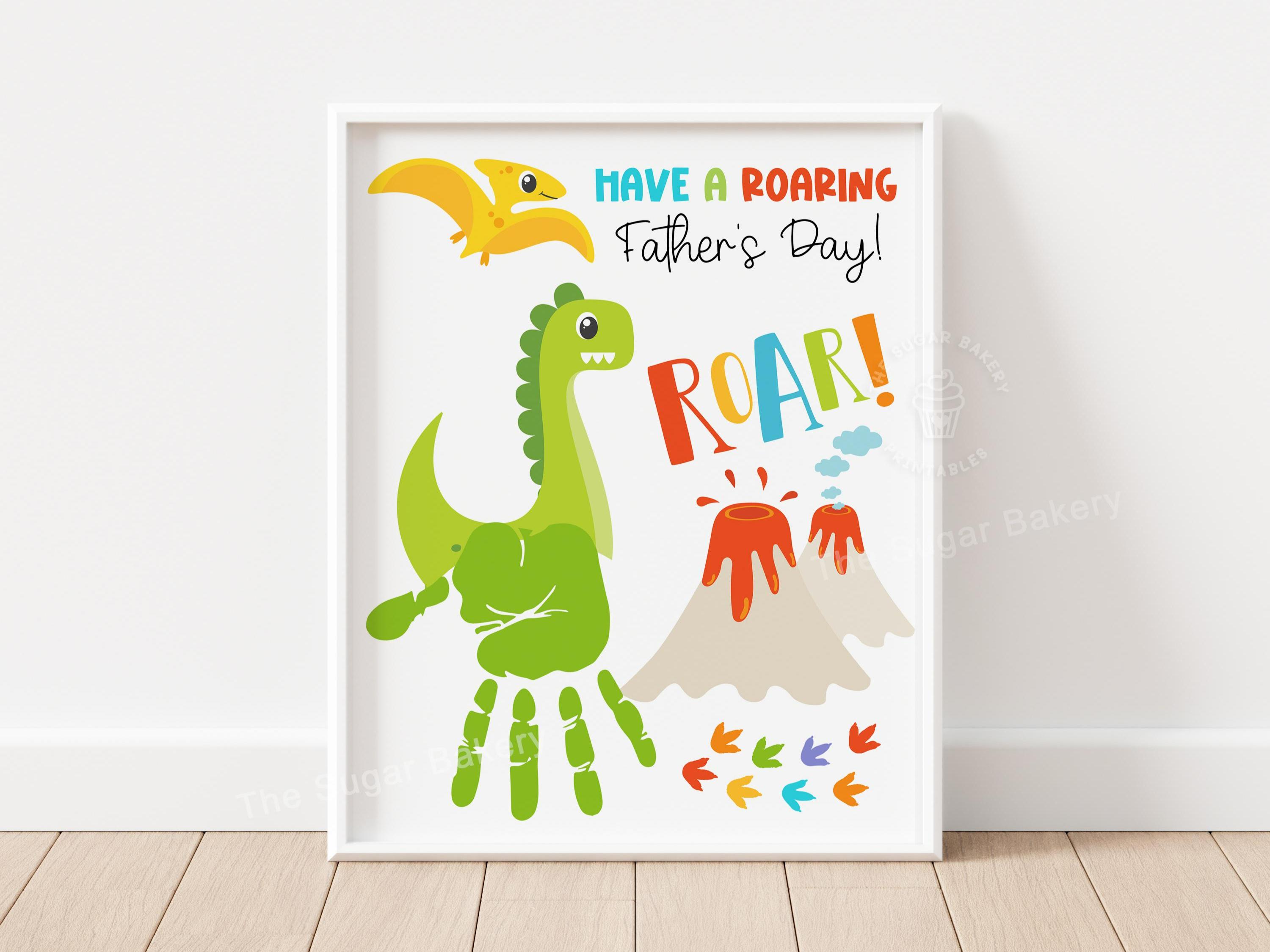 Fathers Day DINOSAUR Handprint Craft Printable Fathers Day Craft Art ...
