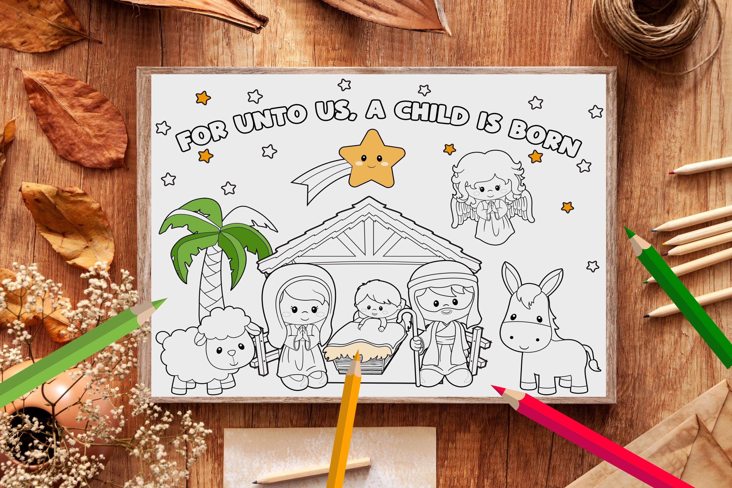 NATIVITY Coloring Page, PRINTABLE Christmas Nativity Coloring Pages ...