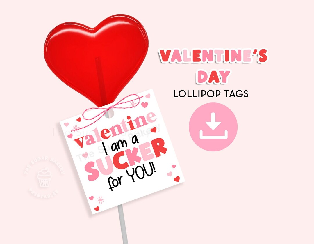 Printable Valentine Lollipop Tag, Valentine Sucker Tag, Valentine Candy ...