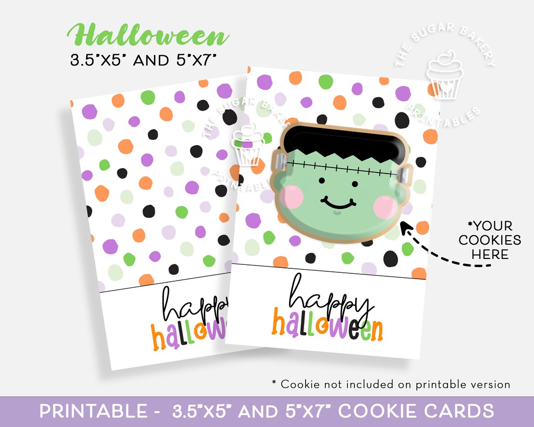 Happy Halloween Cookie Card Printable Polka Dot Halloween Cookie Card ...